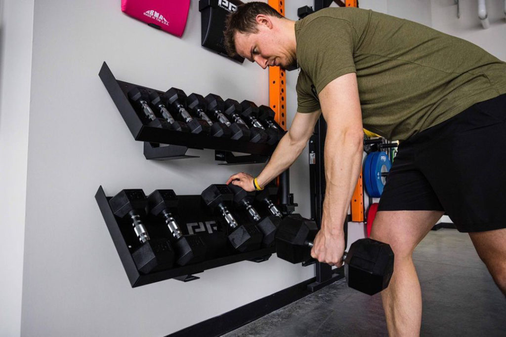 PRx Wall Mounted Dumbbell Storage - Garage Gym Ideas